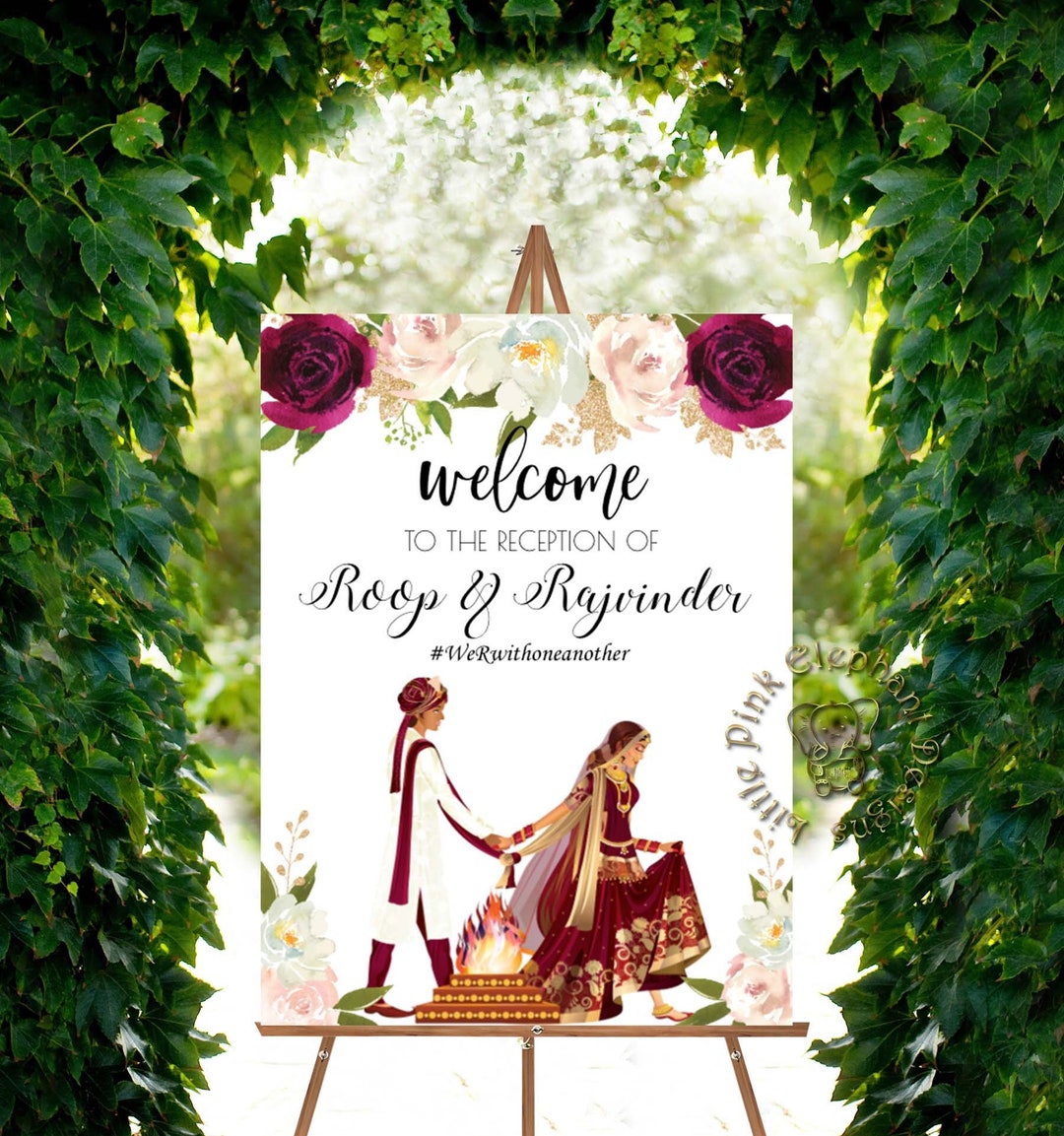 Indian Wedding Welcome Sign in Desi Wedding Signs, Hindu Welcome Signs ...