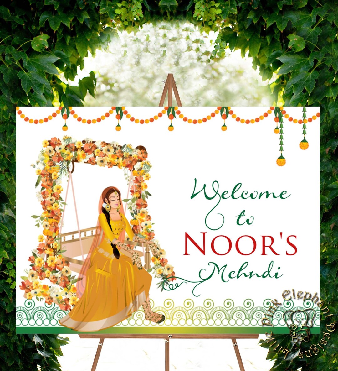Custom Mehndi Welcome Sign | Henna Night Printable | Mehendi Welcome ...
