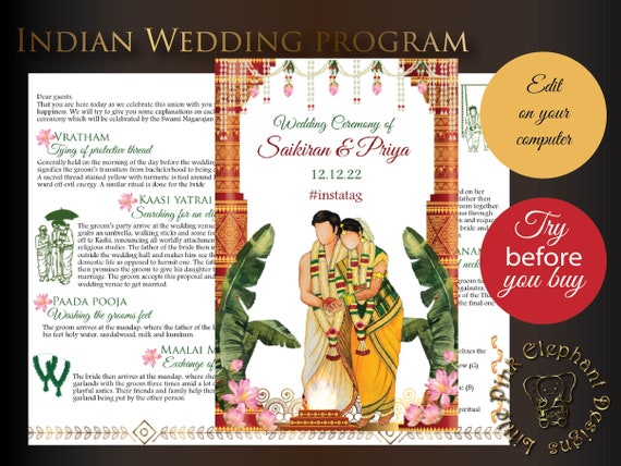 Tamil Wedding Programs as Tamil Wedding Program Templates - Etsy India