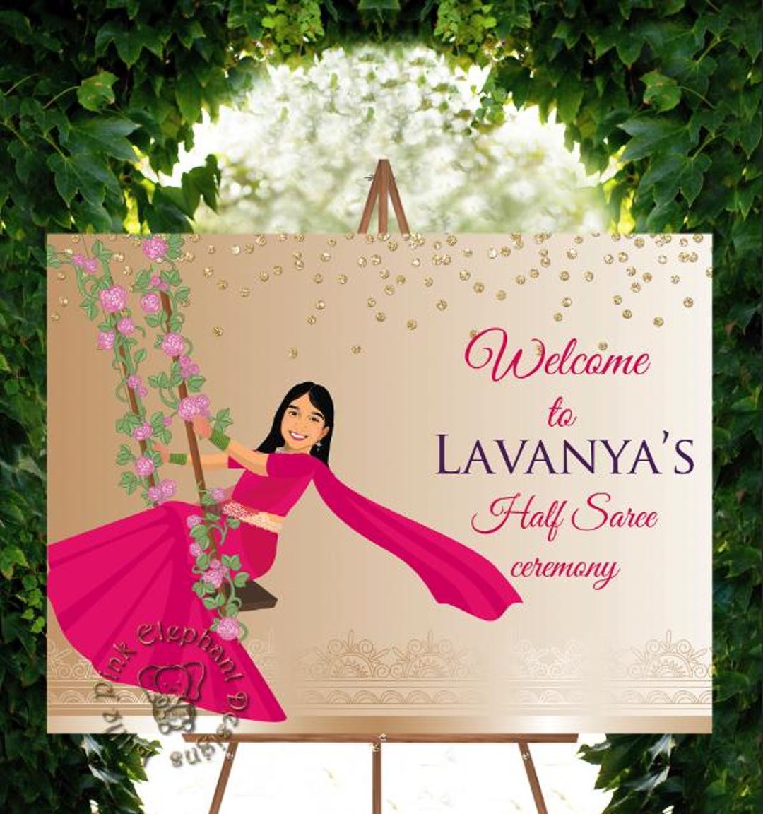 Half Saree Sign as Half Saree Welcome Boards, Half Saree Ceremony Signs ...
