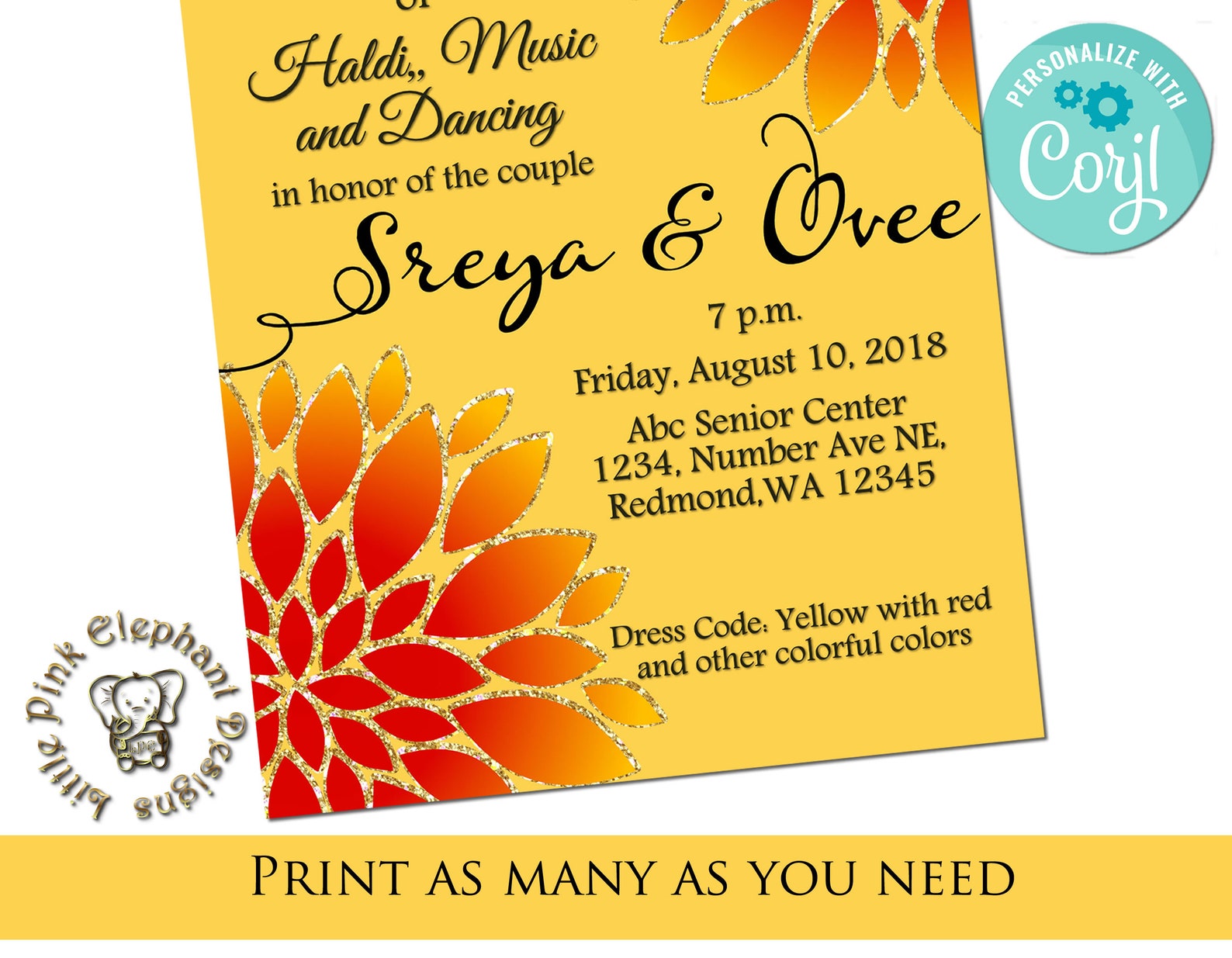 Haldi Invitations in Editable Indian Invitation Template - Etsy