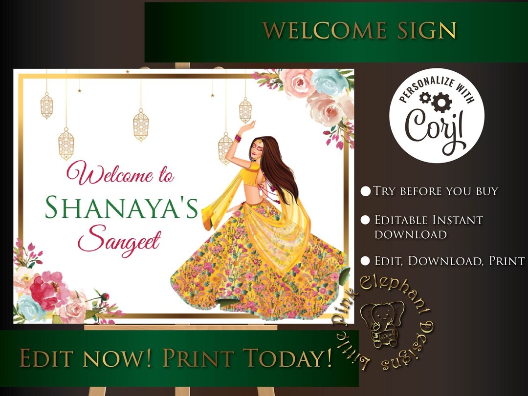 Sangeet Poster in Ladies Sangeet Signs, Sangeet Sign & Sangeet Welcome ...