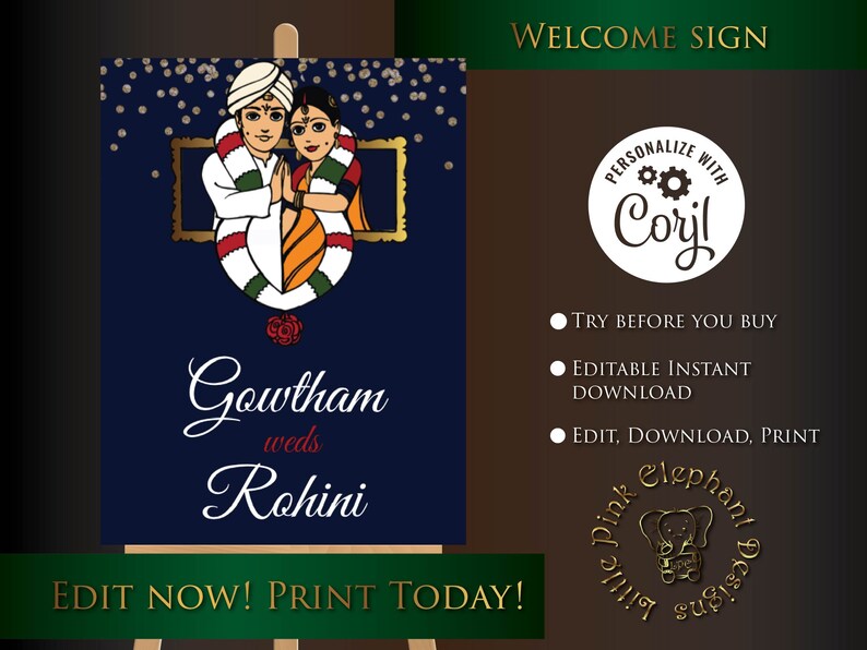 Telugu Wedding Welcome Signs in South Indian Wedding Signs, Telugu ...