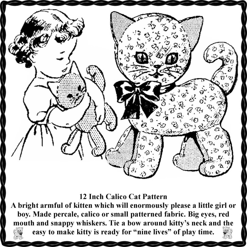 12" Calico Cat, Vintage Sewing Pattern - Etsy