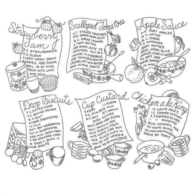 Recipe Dish Towels Hand Embroidery Motifs Strawberry Jam - Etsy