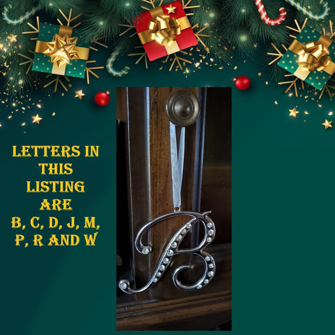 St. Nicholas Square Cursive Capital Glitz Letters Christmas Tree ...