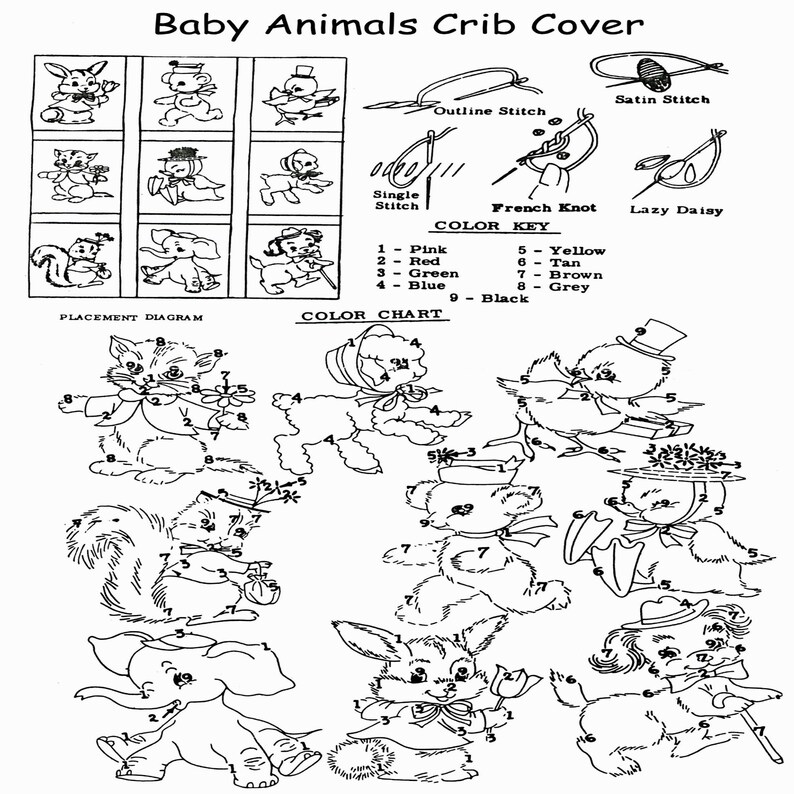 Baby Animals Crib Cover Quilt Pattern Vintage Sewing Pattern | Etsy