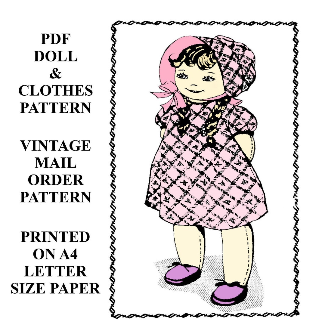 12 Doll Pattern and Doll Clothes Pattern 1950s Cloth Doll Vintage Mail ...