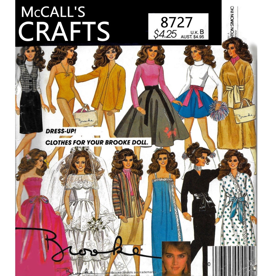 Barbie Doll Clothes Pattern for Barbie & Brooke Shields Mccall's 8727 ...