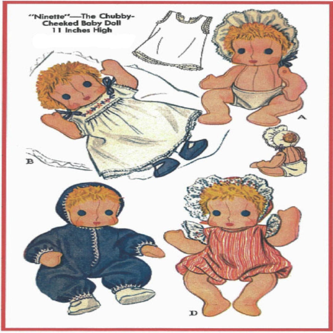 11" Ninette the Chubby Cheek Doll & Clothes Sewing Pattern, Baby Doll ...