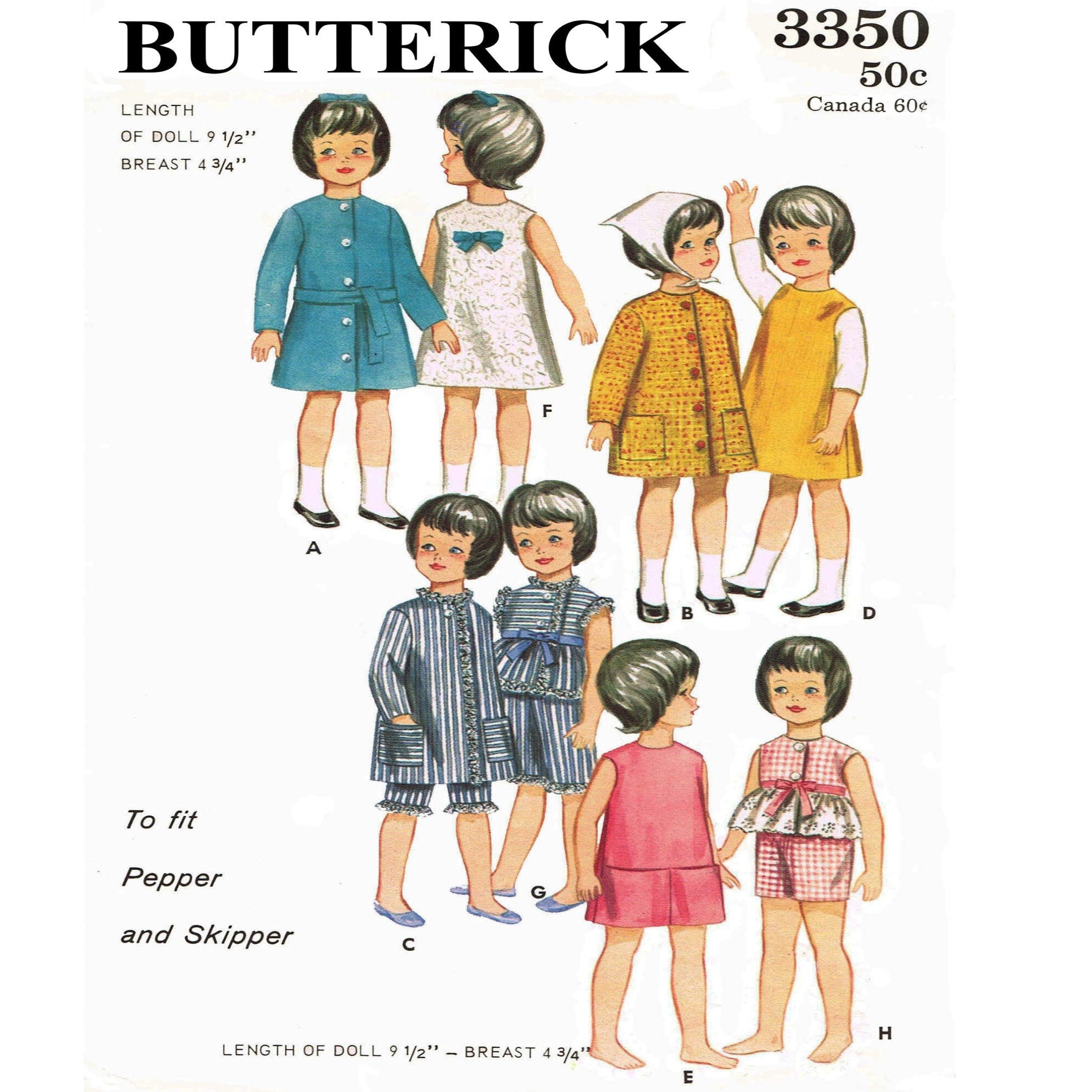 Kits & How To Butterick 3350 Skipper and Pepper 9 inch Teen Doll Sewing ...