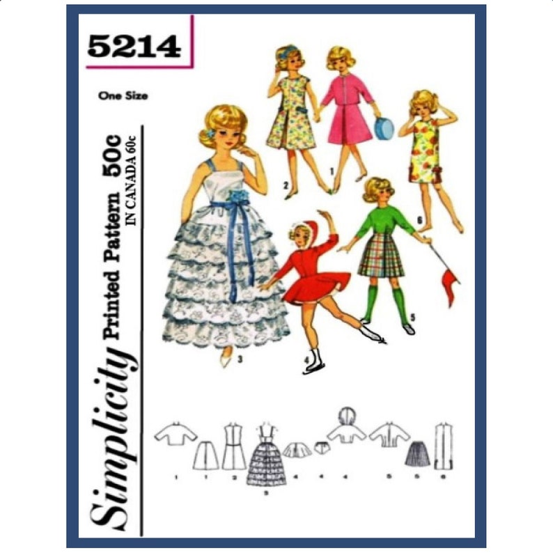 Simplicity 5214 Barbie Doll Clothes Pattern Tammy Wardrobe Etsy