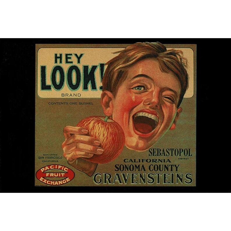 Hey Look Brand Apple Fruit Crate Label Postcard Hard to Find - Etsy