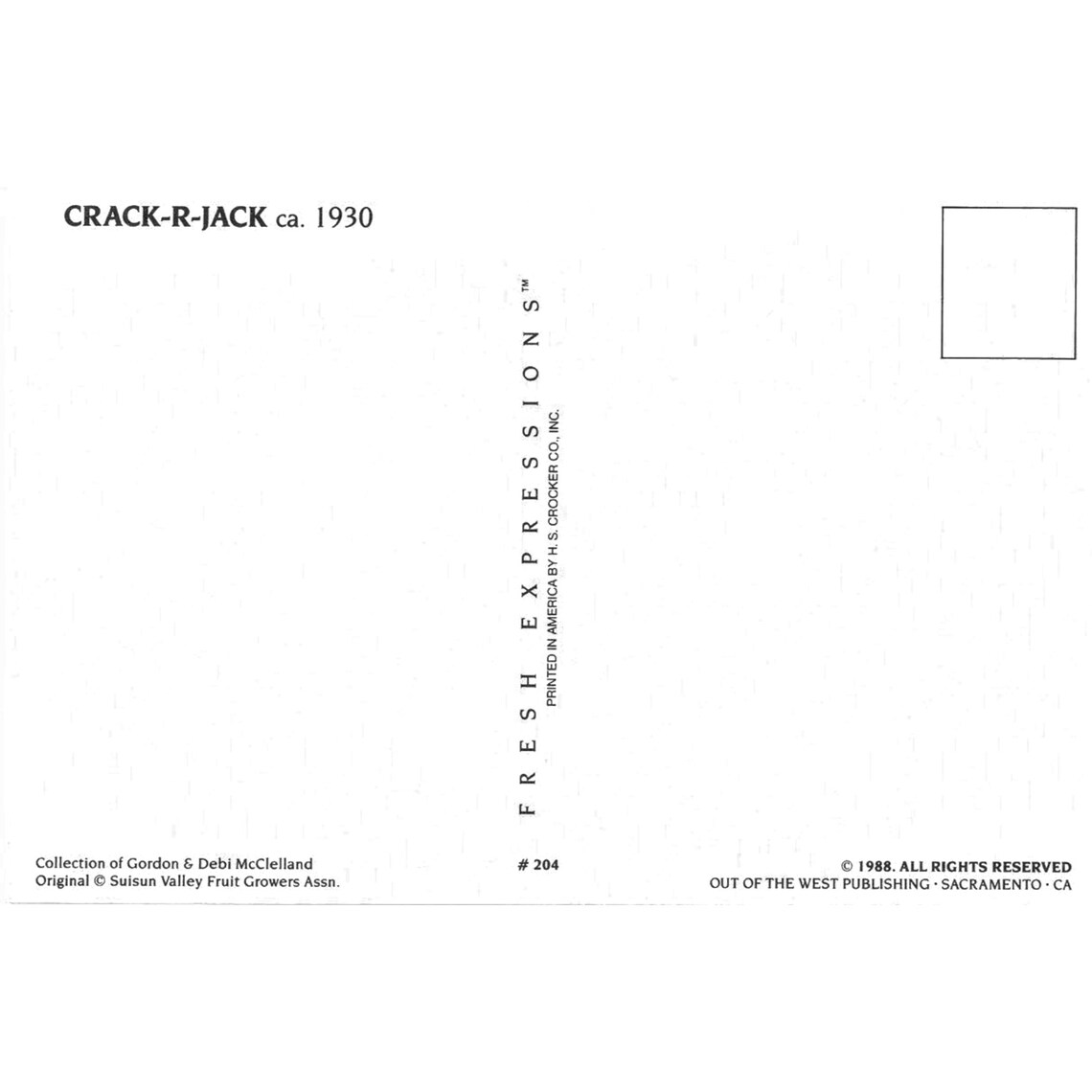 CRACK-R-JACK Fruit Crate Label Postcard Out of the West - Etsy