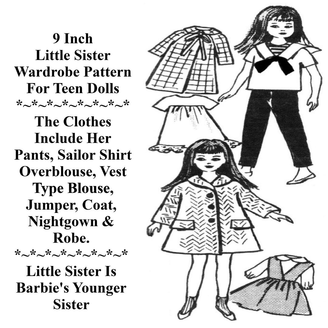 9 Inch Doll Clothes Pattern for Skipper, This is Barbie's Little Sister ...