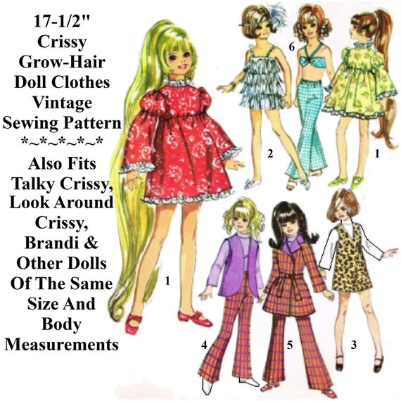 17 1 2 Crissy Grow hair Doll Clothes Pattern Talky Crissy Look Around Crissy Brandi Other Dolls of Same Size and Body Measurements Etsy Australia