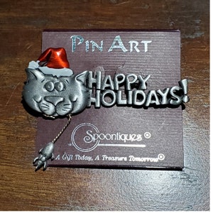 Cat Pin, Christmas Pin, JJ Jonette Pin, Happy Holidays Pin, Pin Art ...