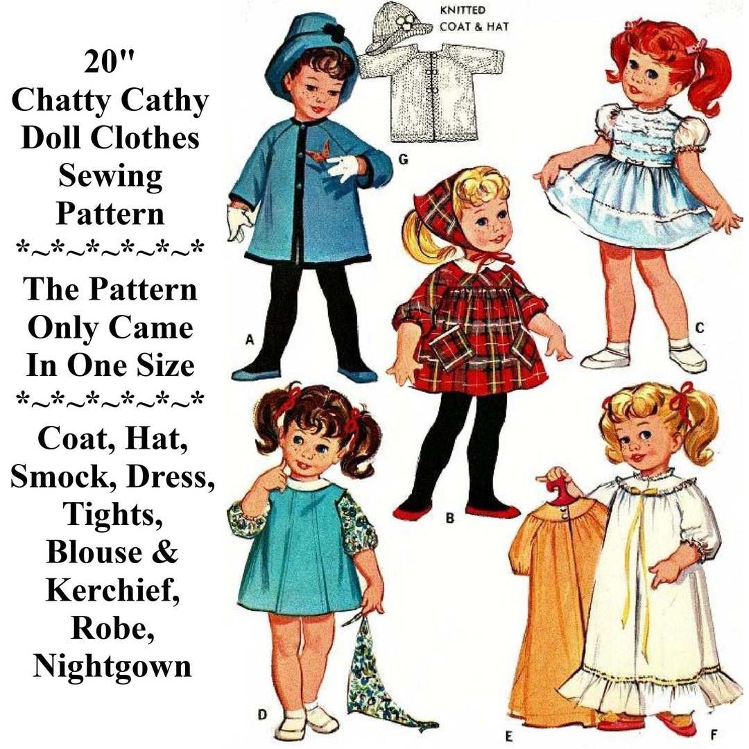 20" Chatty Cathy Doll Clothes Sewing Pattern, Also for Betsy Wetsy ...
