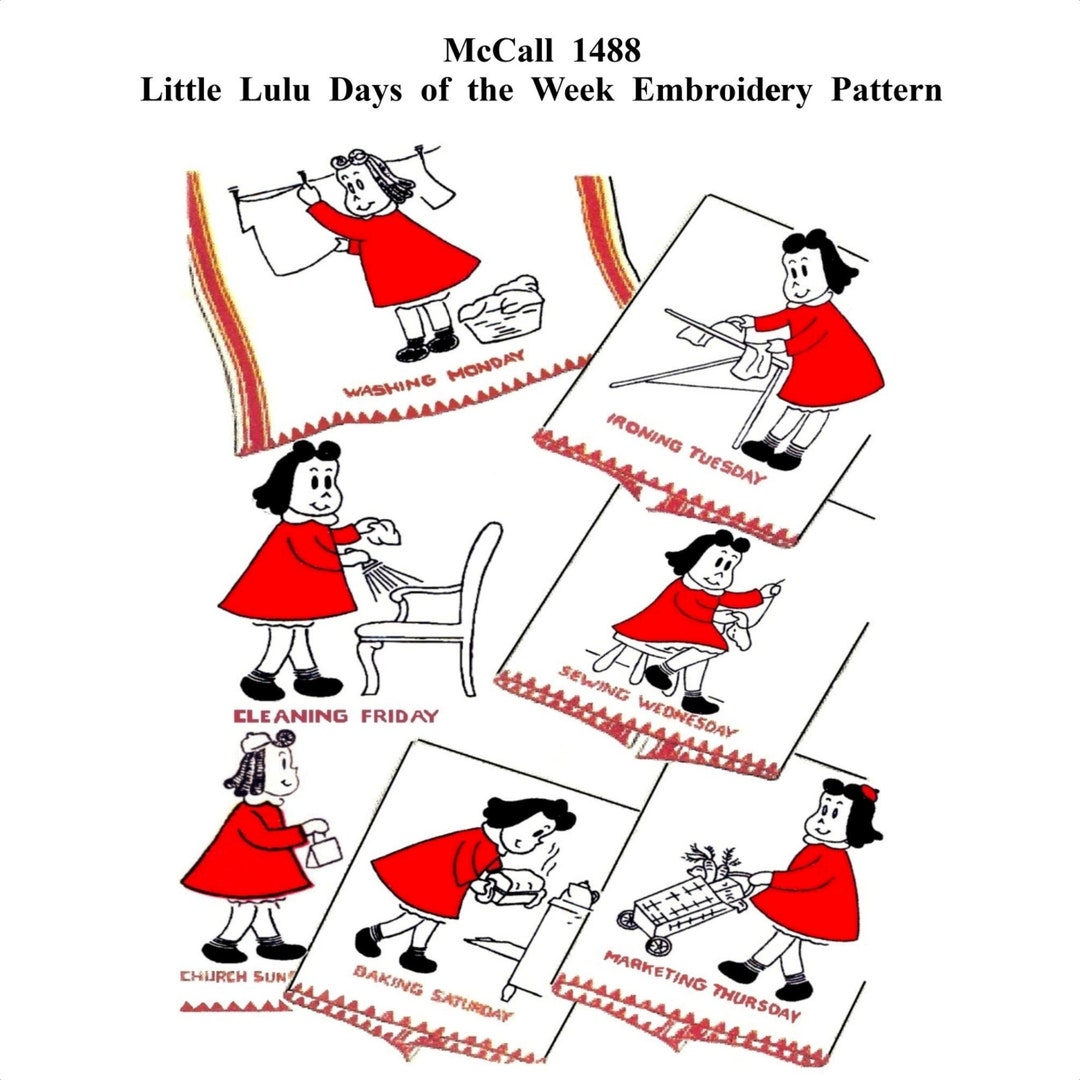 Little Lulu Hand Embroidery Pattern Mccall 1488 Vintage Little - Etsy
