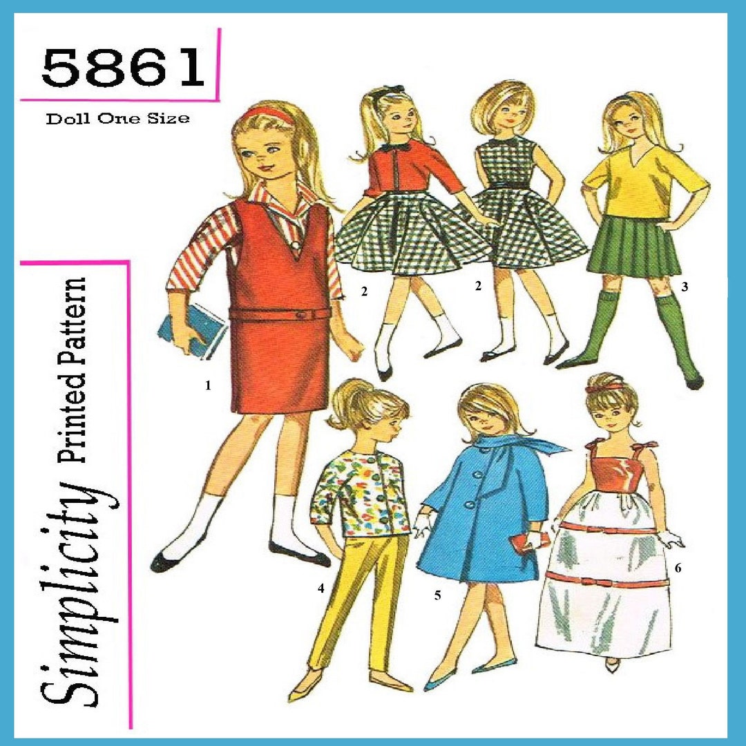 9 Skipper Doll Clothes Pattern Simplicity 5861 Vintage - Etsy 9 Skipper Doll Clothes Pattern Simplicity 5861 Vintage - Etsy