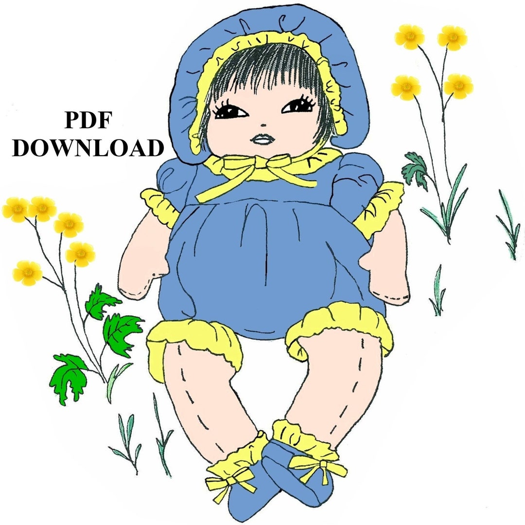 12" Baby Doll Pattern Doll Clothes Baby Buttercup Vintage Sewing PDF ...