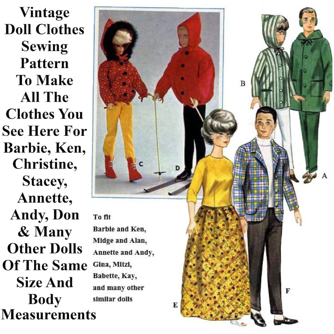 Barbie & Ken Doll Clothes Pattern, Vintage Sewing Pattern That Will Be ...