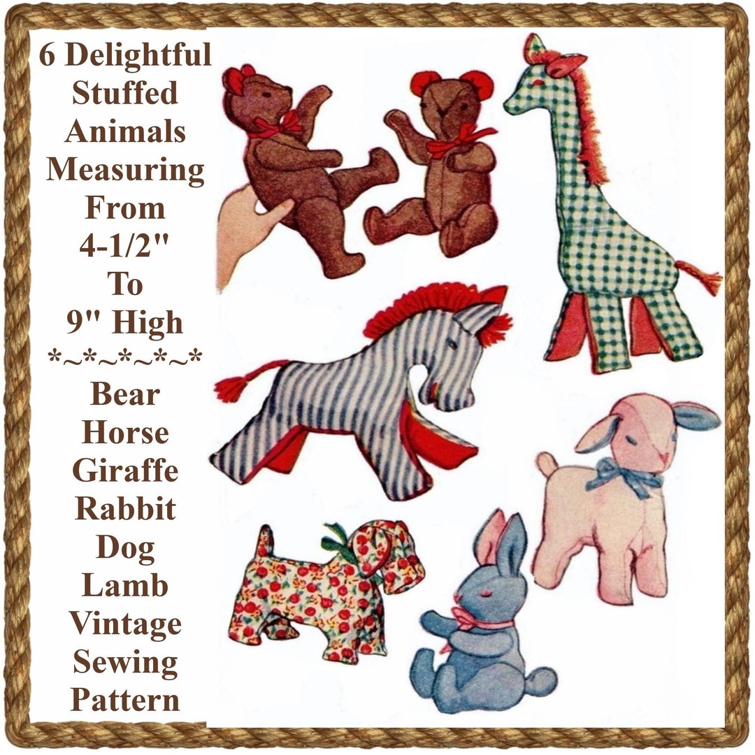 6 Delightful Soft Toys Sewing Pattern, Stuffed Animal Toys, Lamb ...