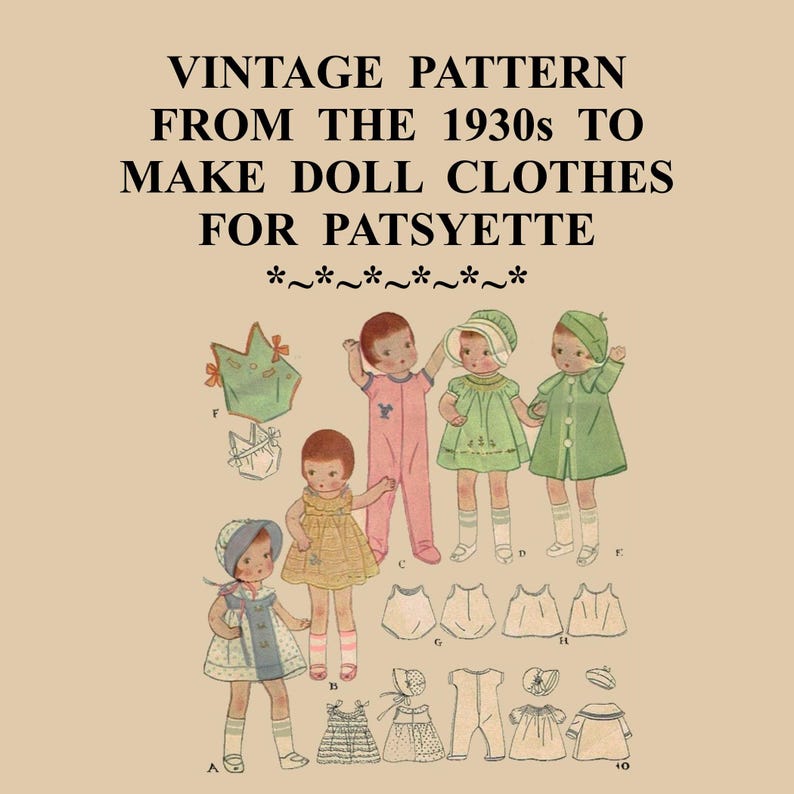 9" - 9-1/2" Patsyette Doll Clothes Sewing Pattern Vintage Pattern From ...