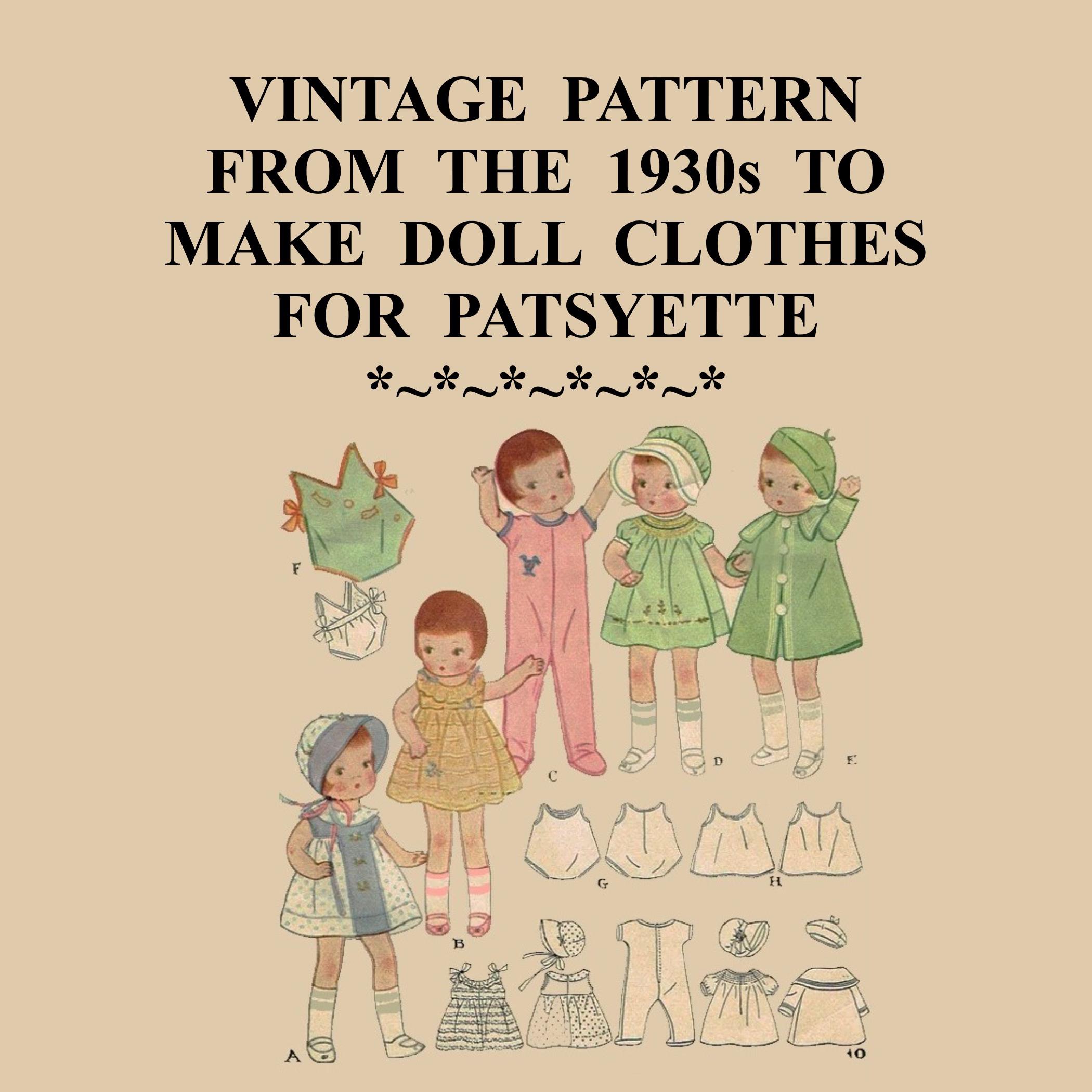 9" - 9-1/2" Patsyette Doll Clothes Sewing Pattern Vintage Pattern From ...
