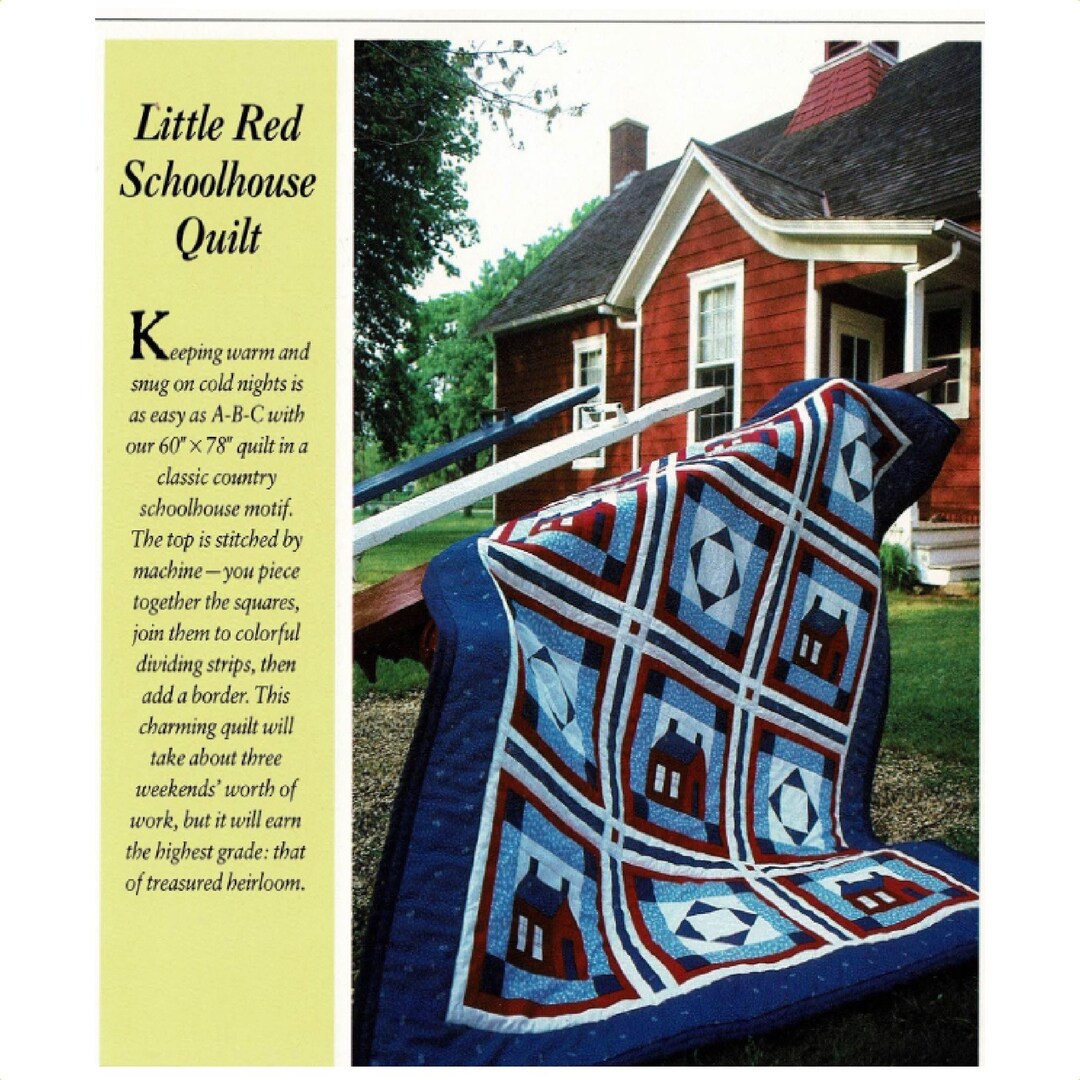 Little Red Schoolhouse Patchwork Quilt Pattern PDF Instant Download ...