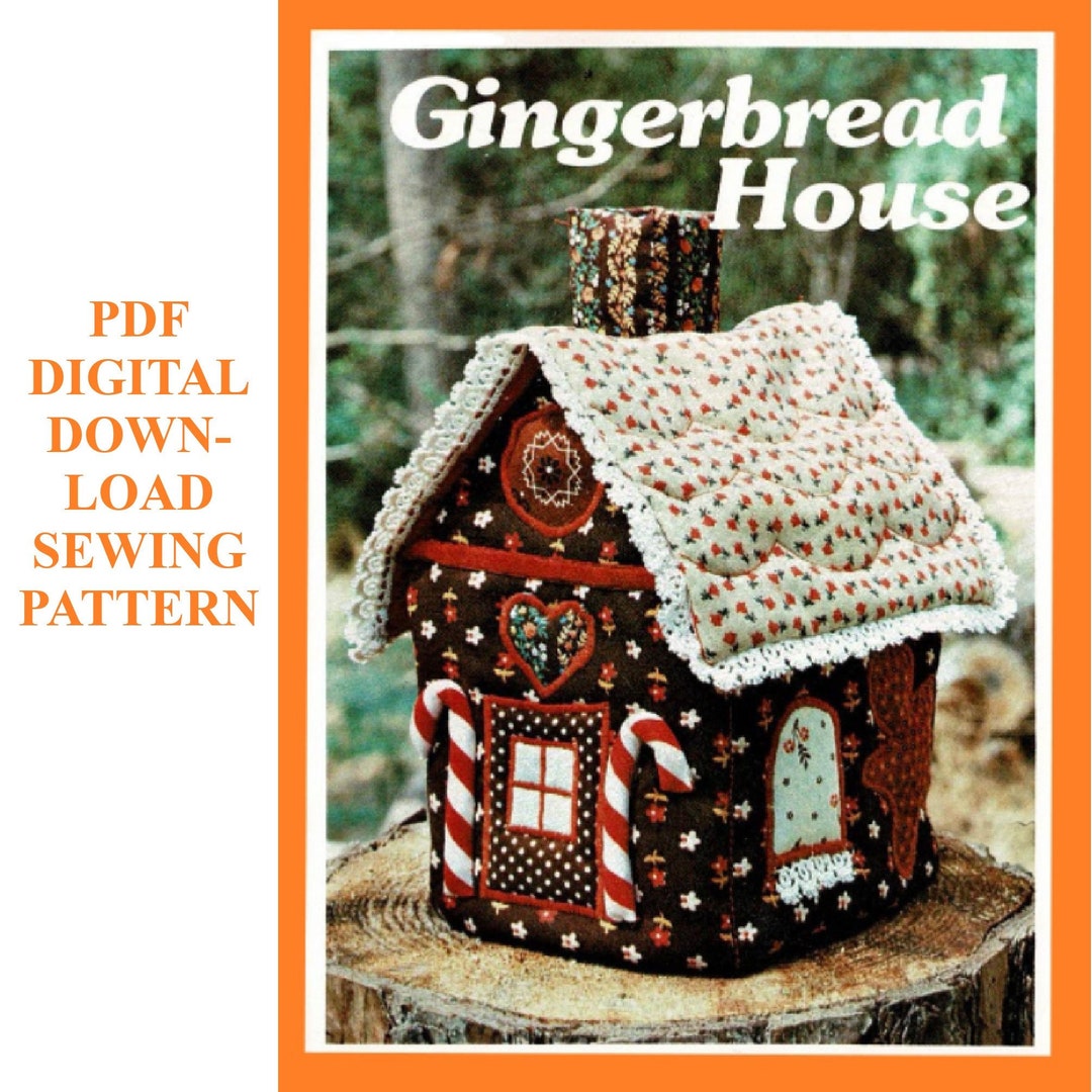 9" Gingerbread House Sewing Pattern With Candy Canes and Christmas ...