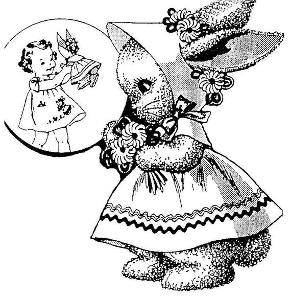 Vintage Bunny With Bonnet Pattern PDF Instant Download | Etsy