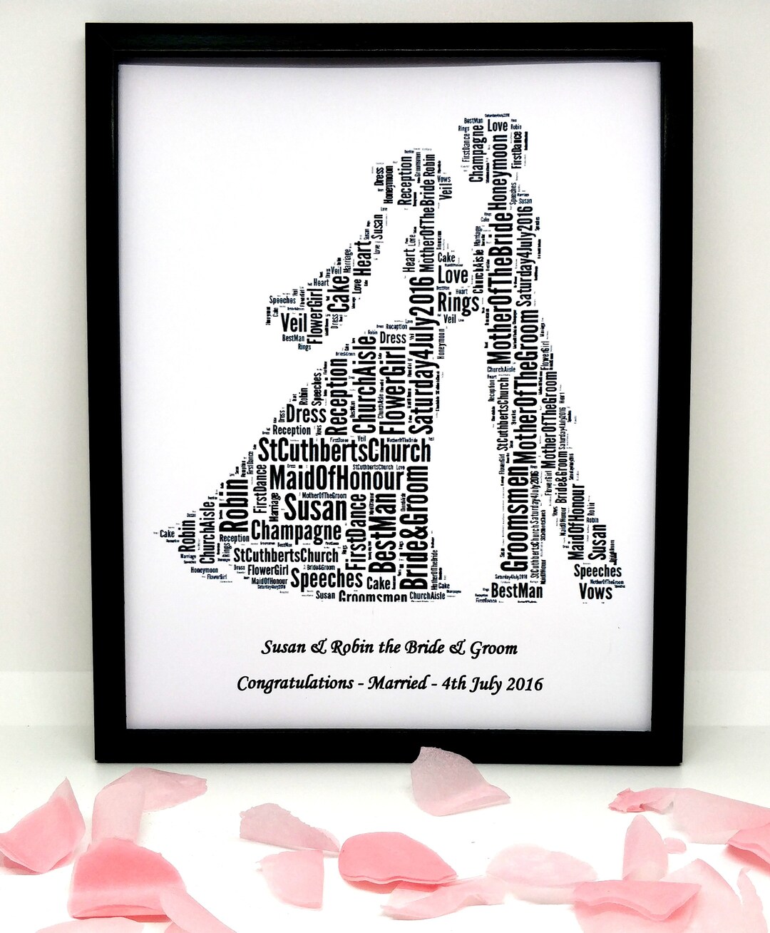 Personalised Wedding Gift, Bride & Groom Word Art Gift Design (A ...