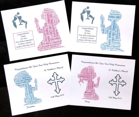 Personalised Boy or Girl First Holy Communion Word Art Design | Etsy UK
