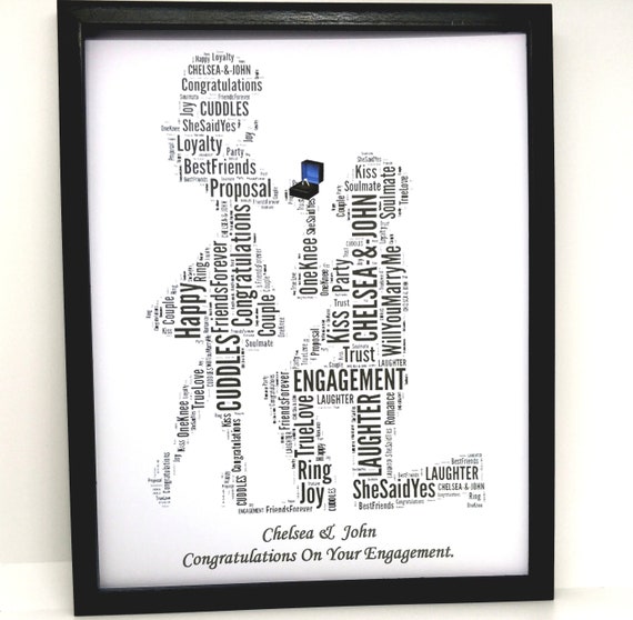 New Personalised Engagement Word Art Design B Presented in | Etsy UK