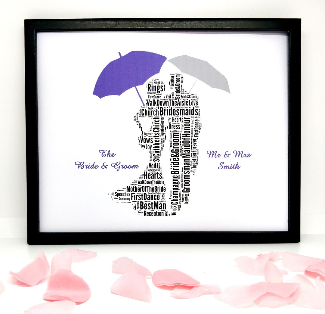 Personalised Wedding Gift, Bride & Groom Word Art Gift Design (D ...
