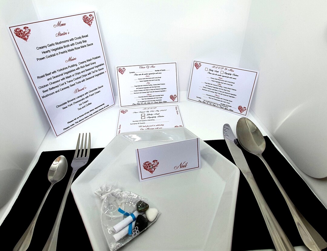 Personalized Wedding RSVP & Menu Cards With Envelopes (75 or 100) - Etsy