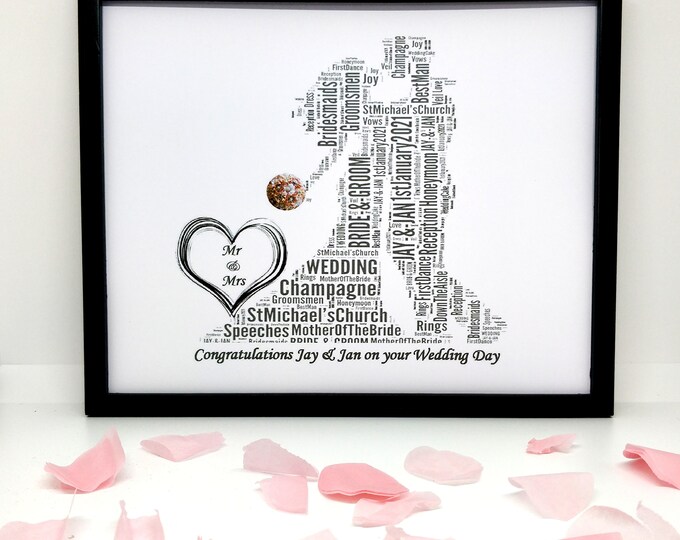 Personalised Wedding Gift, Bride & Groom Word Art Gift Design C ...