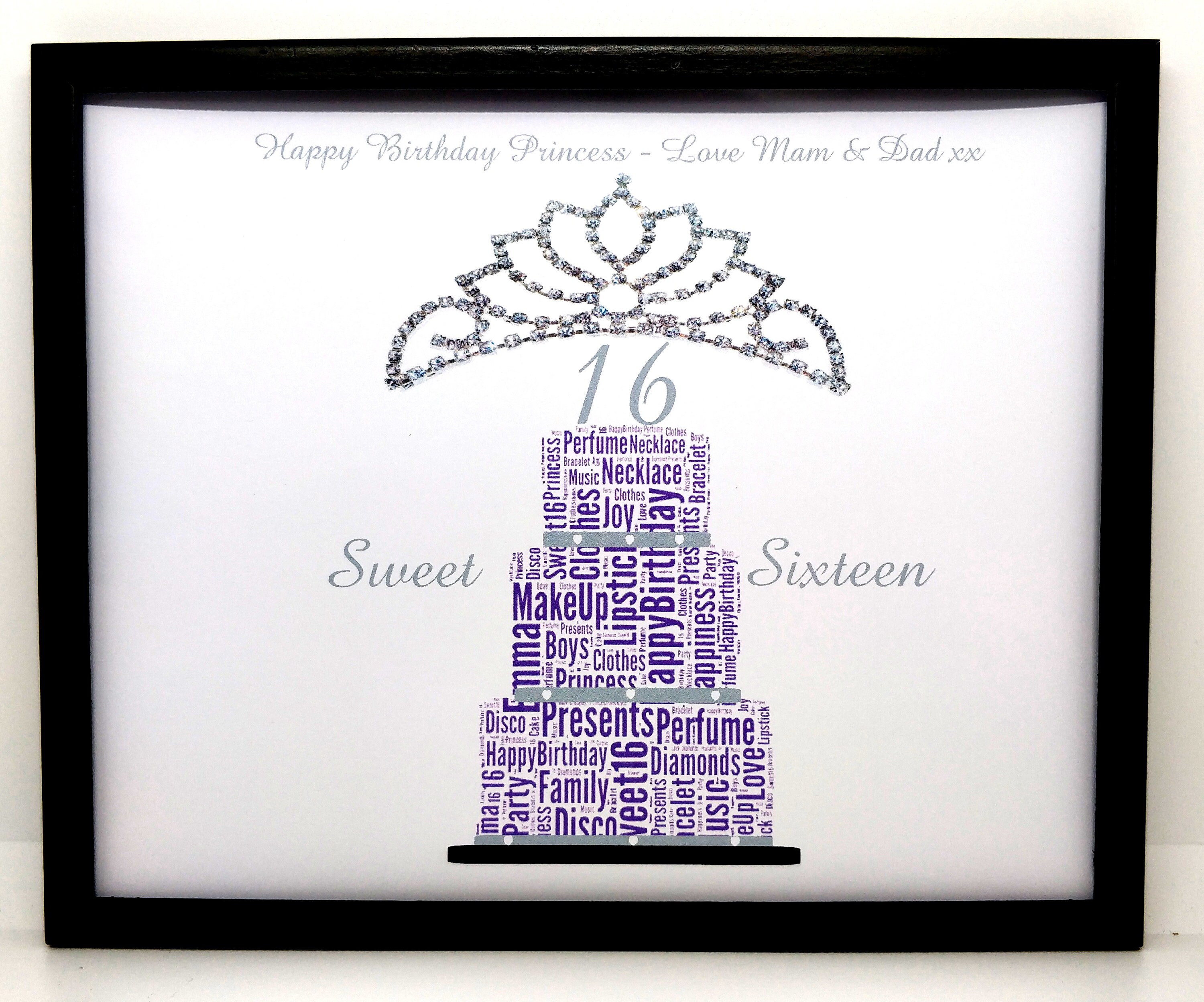 New Personalised Sweet Sixteen Word Art 16th Birthday | Etsy