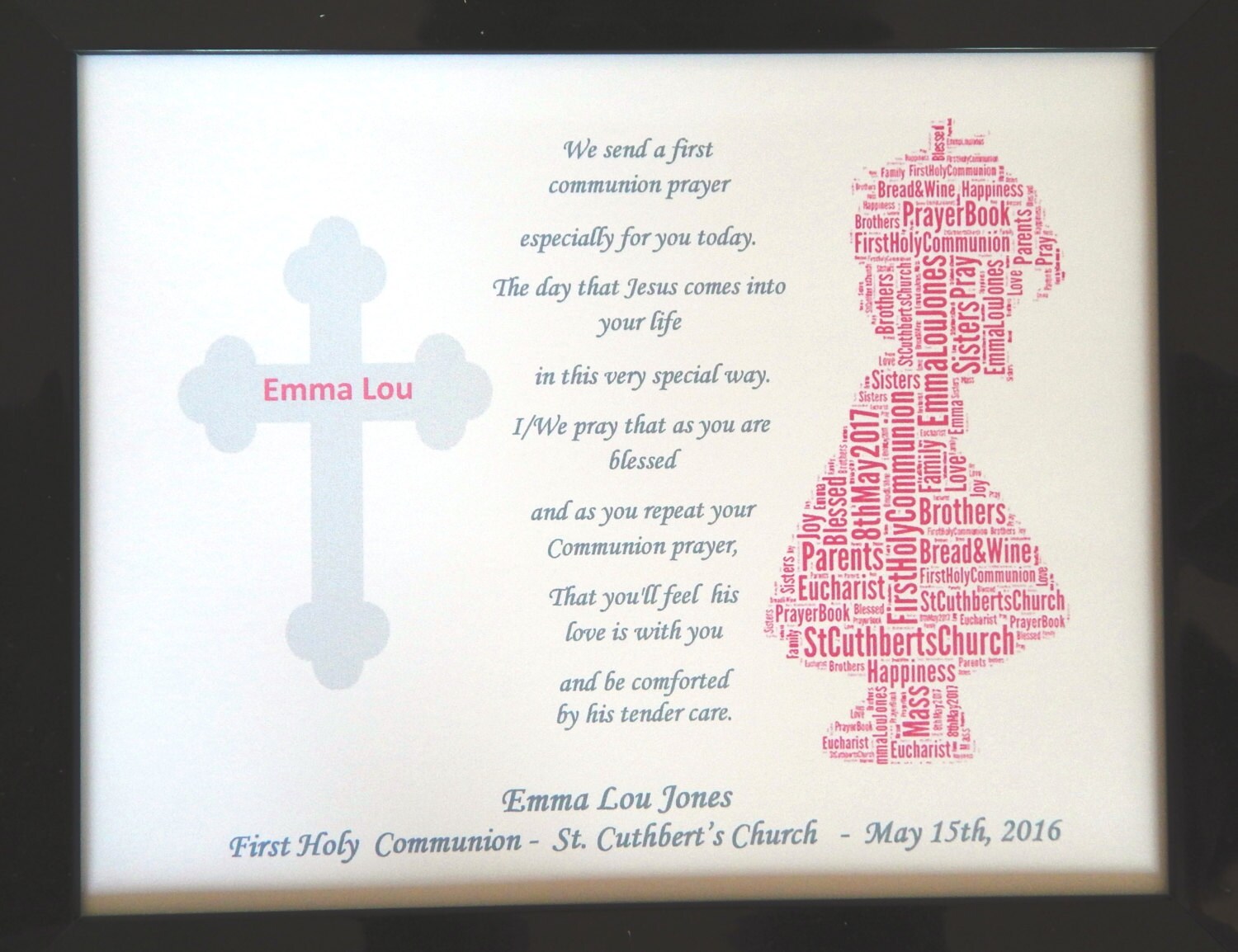 Girl's or Boys Personalised First Holy Communion Word Art | Etsy