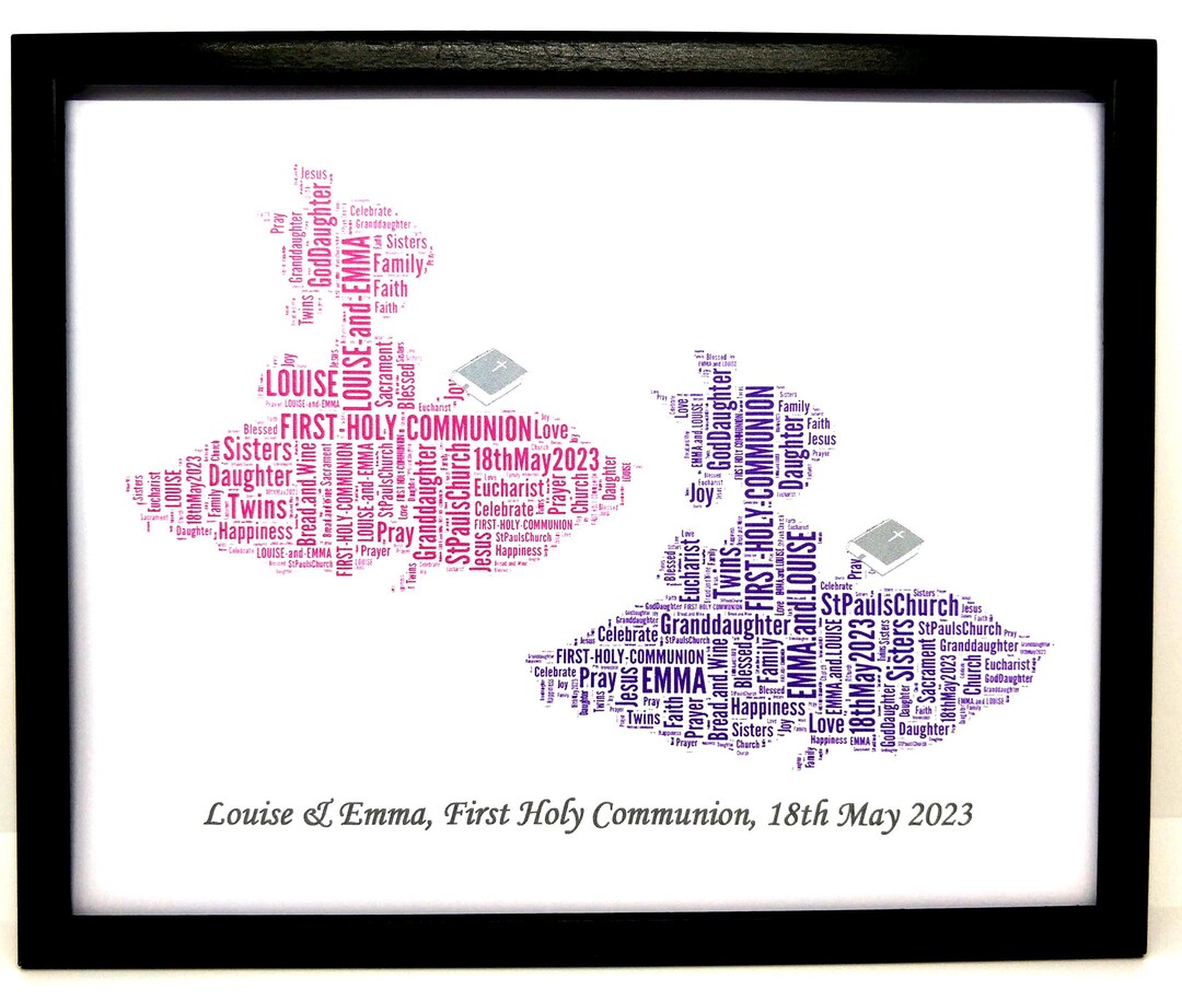 Personalised First Holy Communion or Confirmation Word Art Twins ...