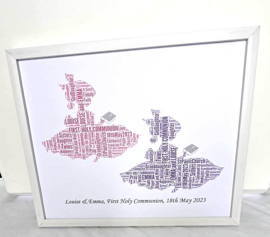 Personalised Twins First Holy Communion Word Art Gift. in a 8"x10 ...