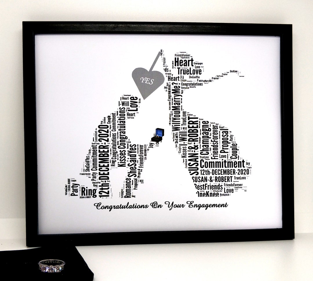 New Personalised Engagement Word Art Design (F) PRINT ONLY Will Fit Any ...