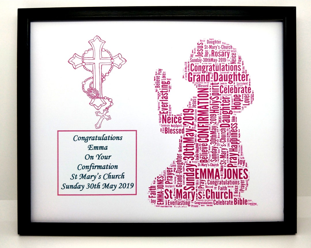 Personalised Confirmation Word Art, Boys or Girl's Design (F) PRINT ...