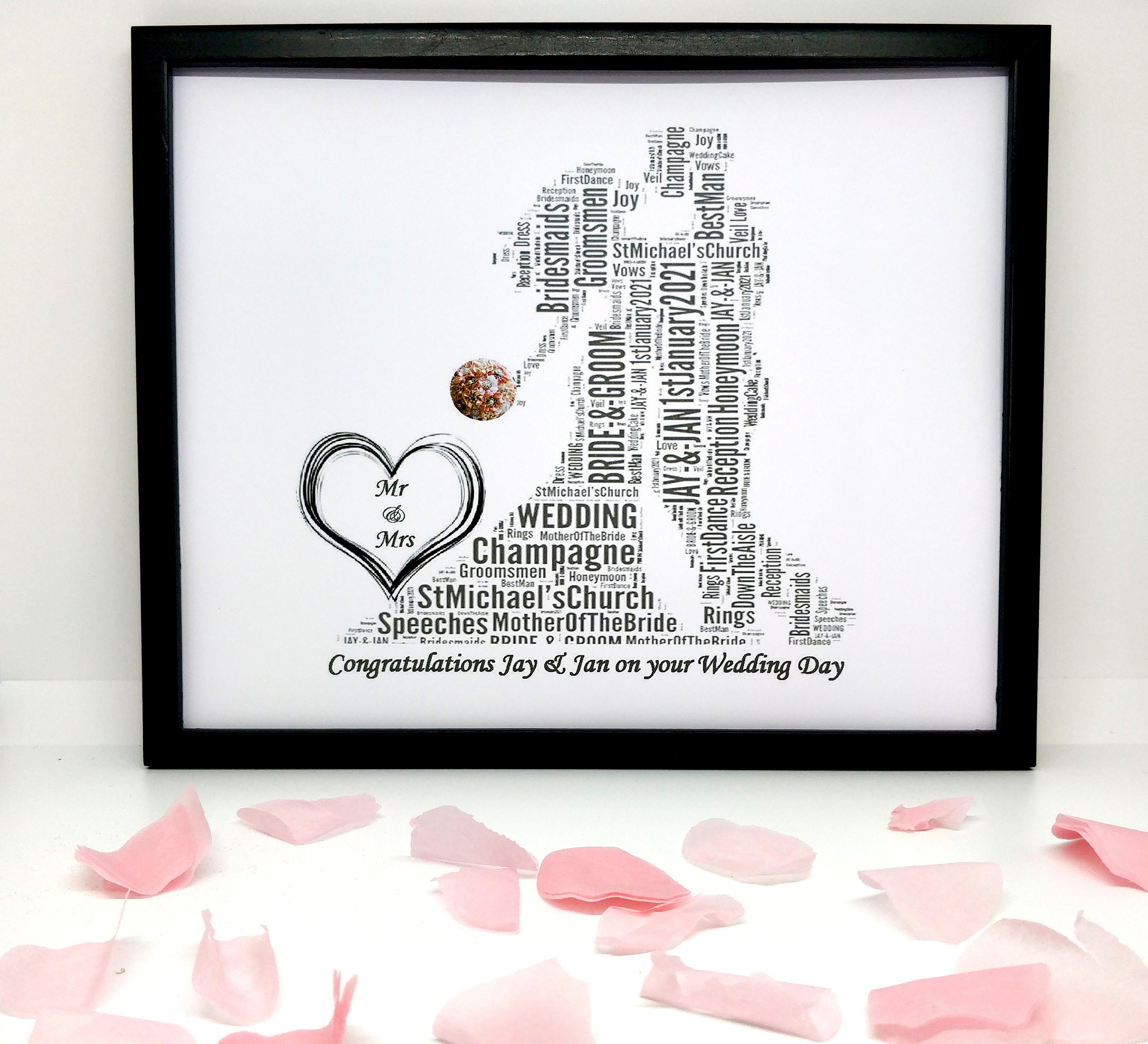 Personalised Wedding Gift Bride & Groom Word Art Gift Design | Etsy
