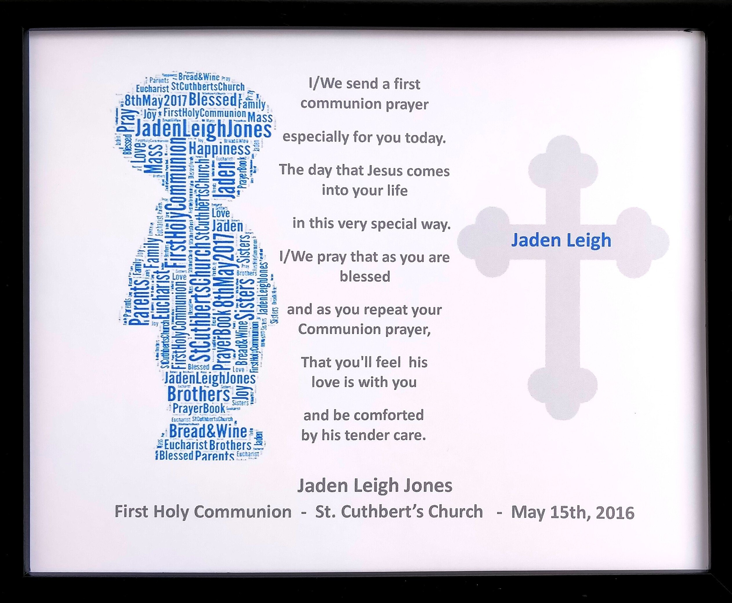 Personalised First Holy Communion Word Art, Girl's or Boys Gift With ...