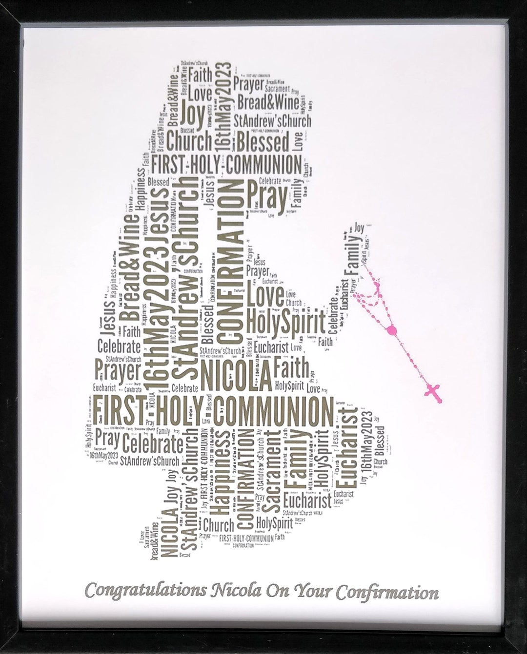 Personalised First Holy Communion or Confirmation Word Art Girls Gift ...