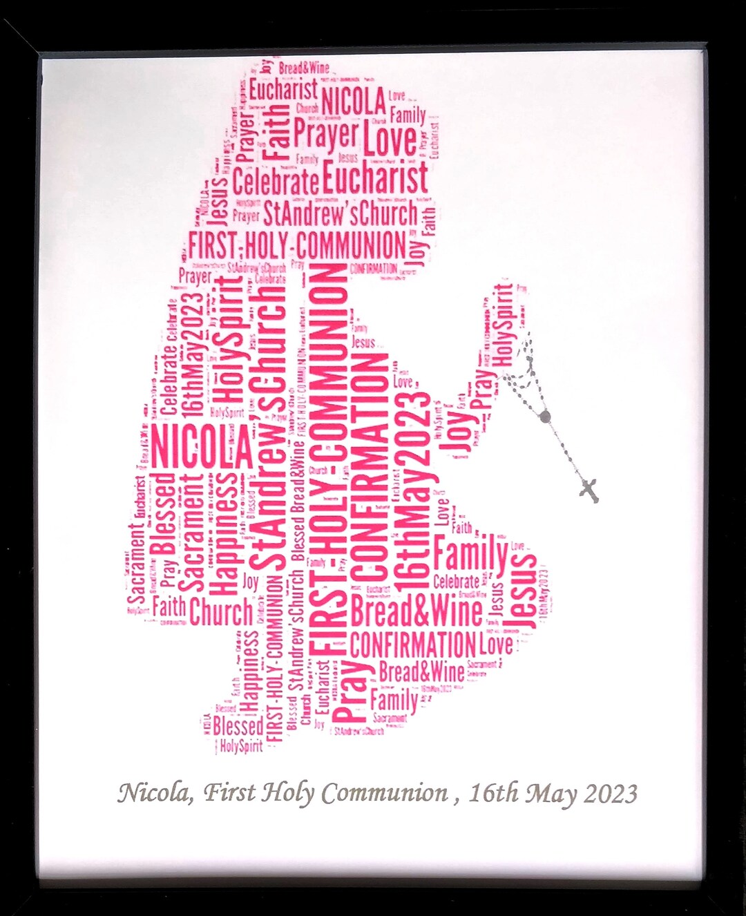 Personalised First Holy Communion or Confirmation Word Art, Girl's Gift ...