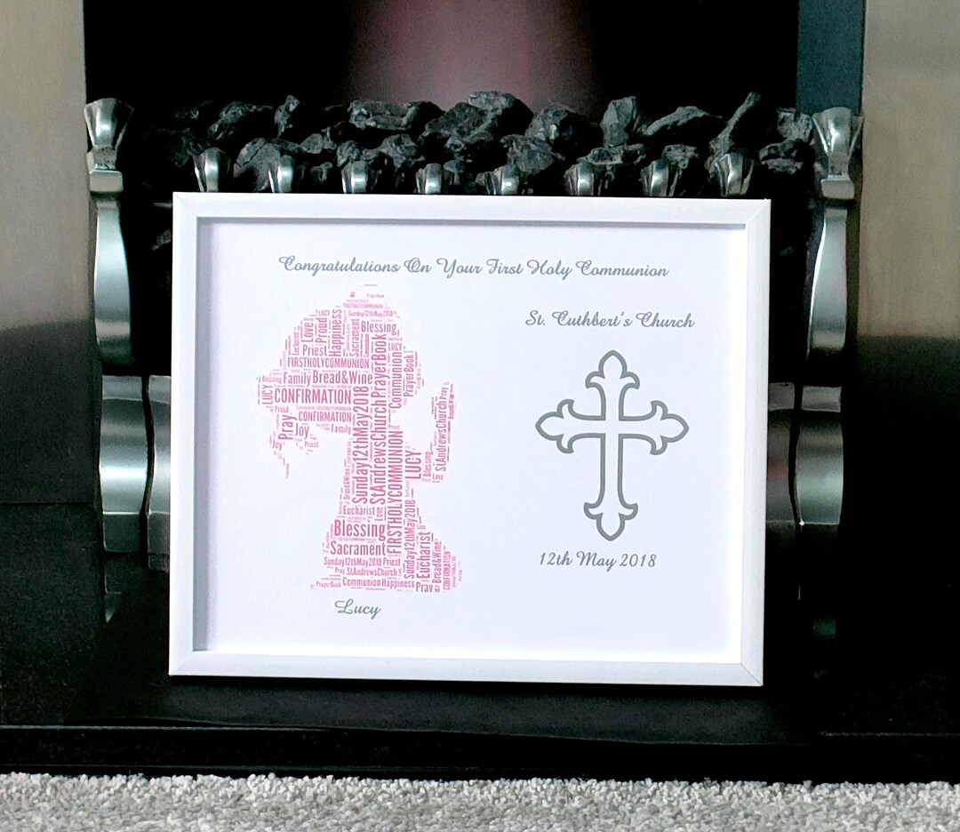 Personalised First Holy Communion Word Art Gift: (8x10) Frame. Keepsake ...