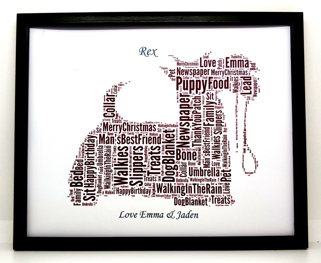 New Personalised 'walkies' Word Art, Christmas Birthday or General Gift ...